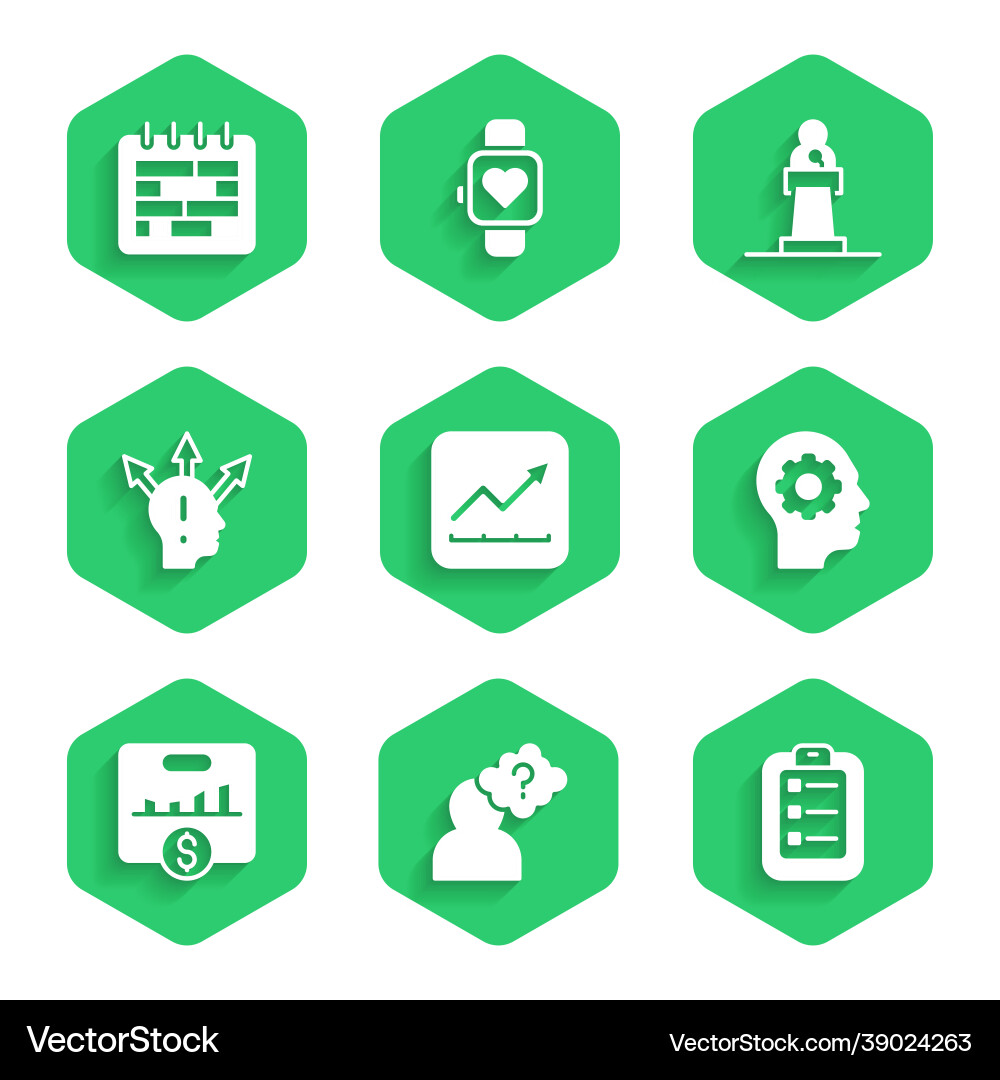 Set financial growth increase head with question Vector Image