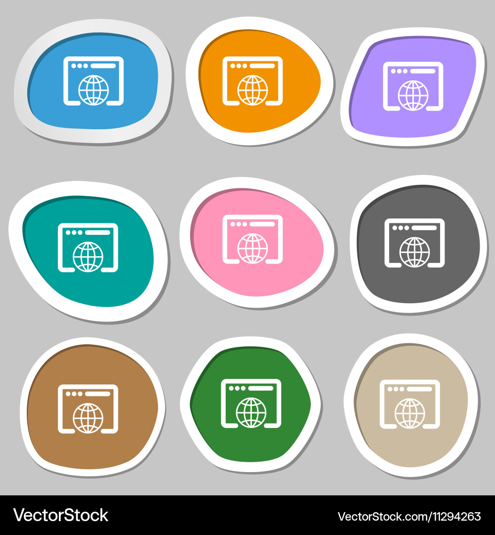 Window icon symbols multicolored paper stickers Vector Image