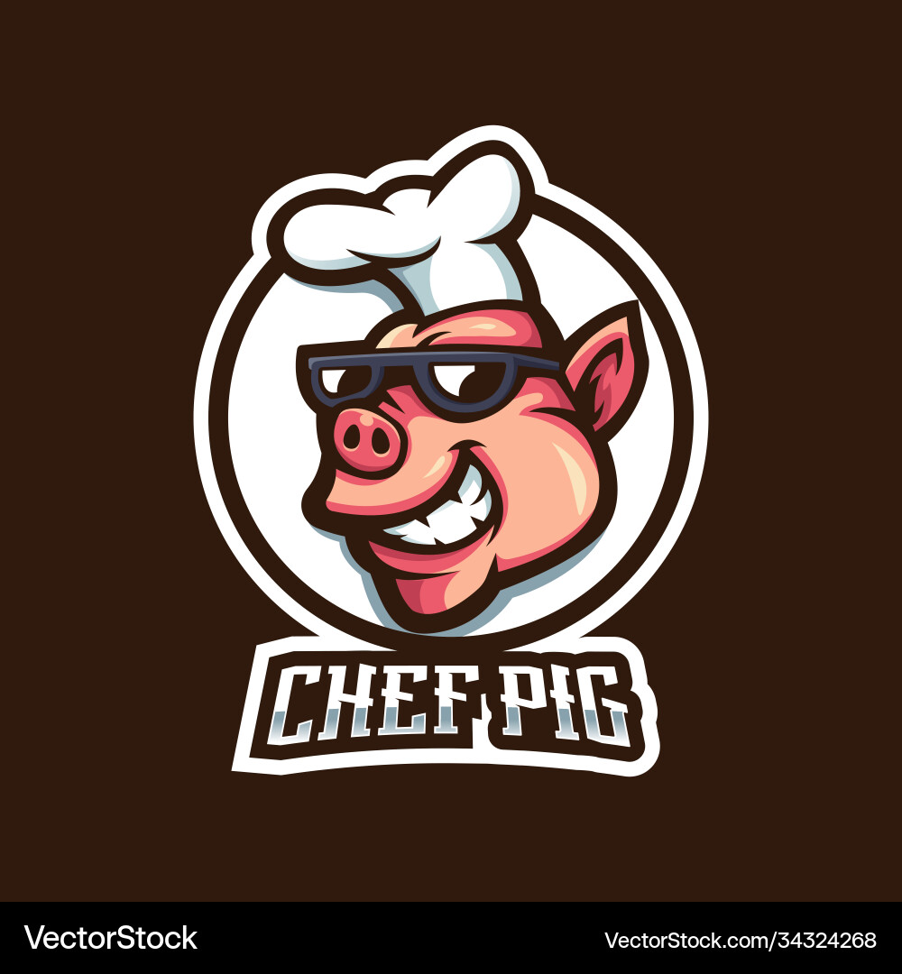 Chef pig mascot logo design with modern Royalty Free Vector