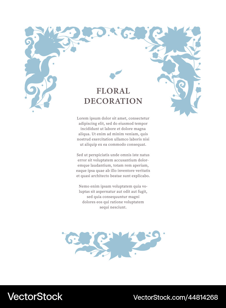 Floral frame vignette border card design template Vector Image