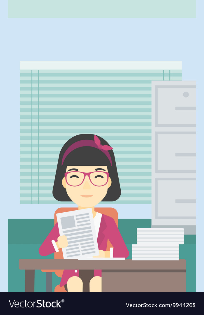 Hr manager checking files Royalty Free Vector Image
