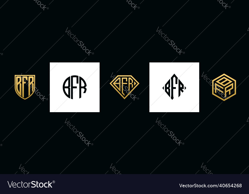 Initial letters bfr logo designs bundle Royalty Free Vector
