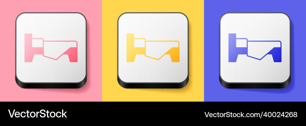 Isometric bed icon isolated on pink yellow Vector Image