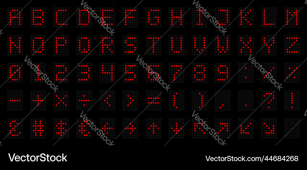 Led digital alphabet for electronic digital Vector Image