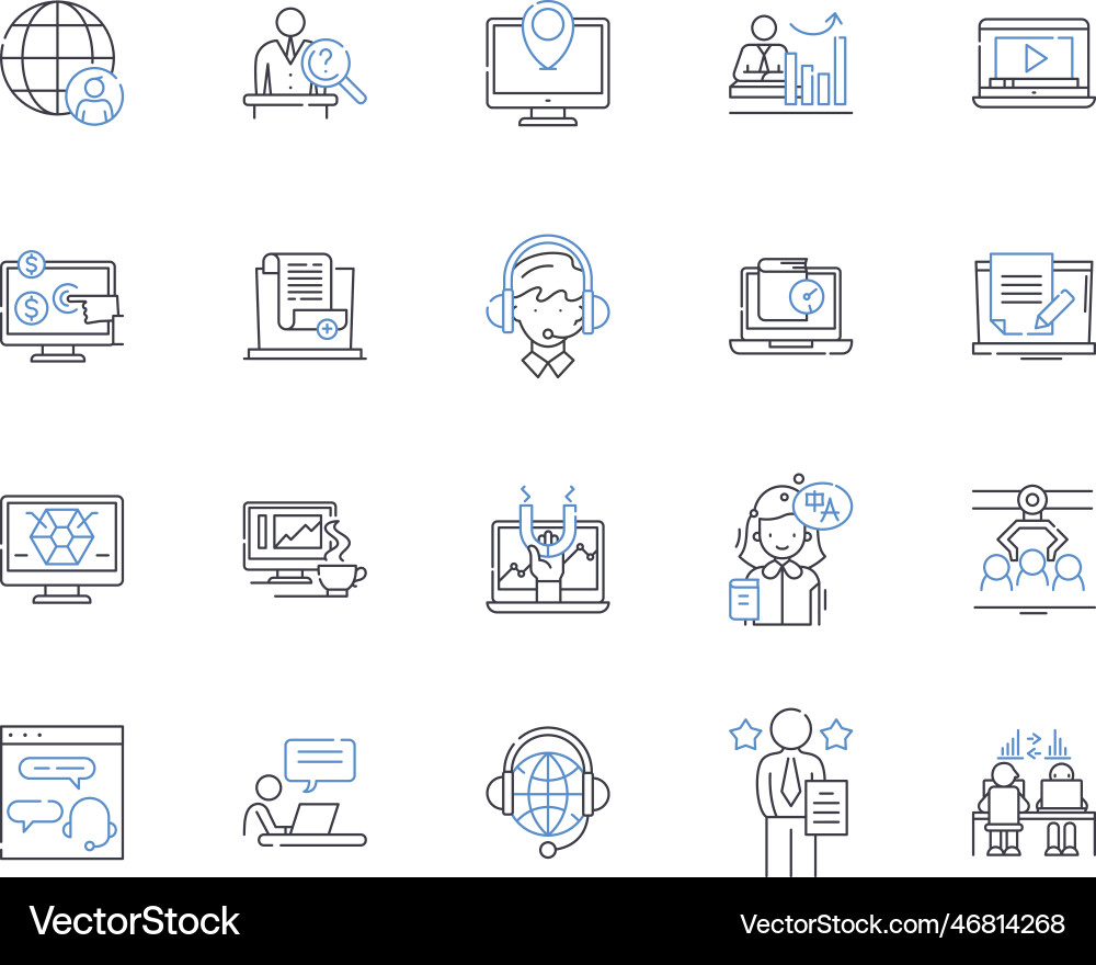 Productive company line icons collection Vector Image