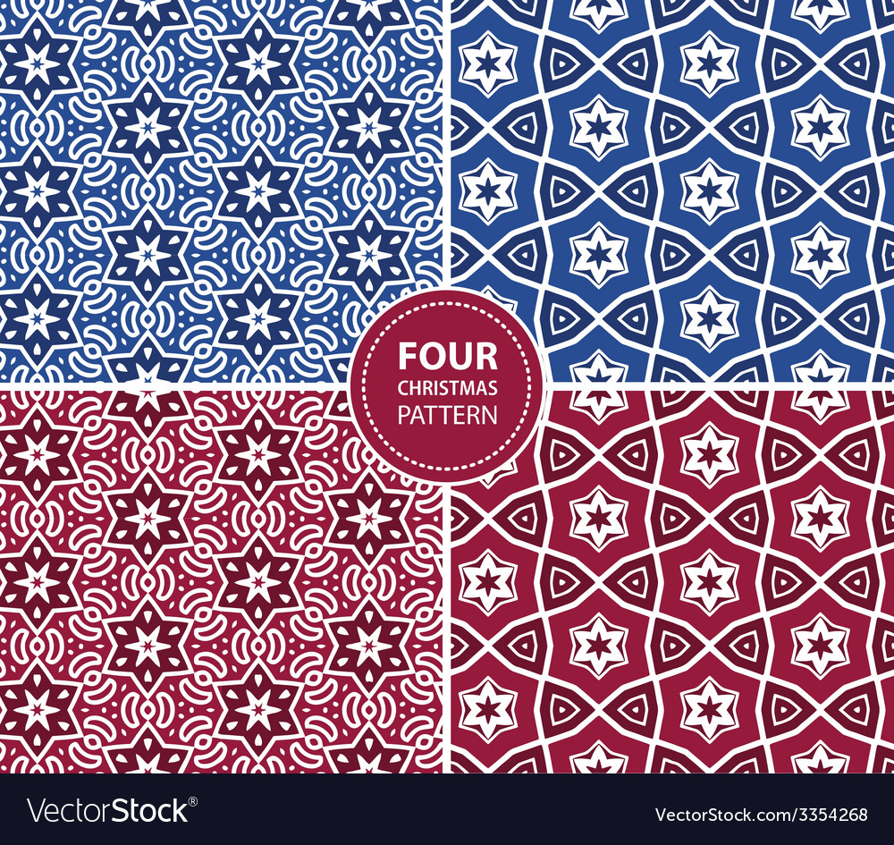 Set of four christmas seamless patterns Royalty Free Vector