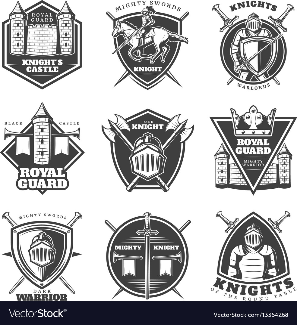 Vintage medieval labels set Royalty Free Vector Image