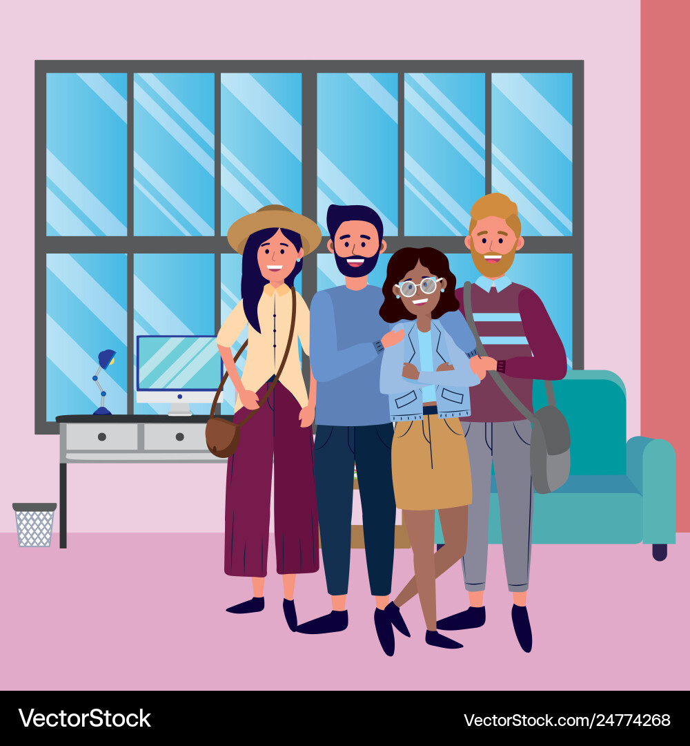Young people friends cartoon Royalty Free Vector Image