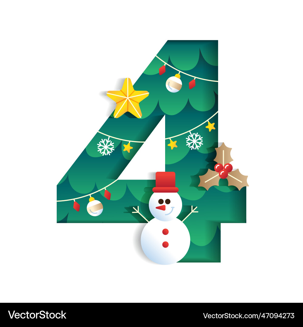 4 numeric number alphabet cute merry christmas Vector Image