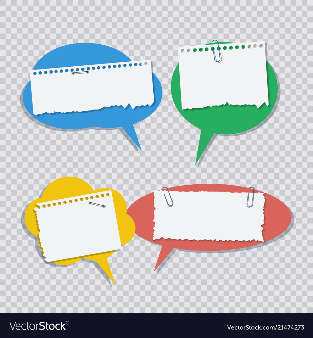 Color speech bubble with white torn paper pieces Vector Image Color speech bubble with white torn paper pieces Vector Image