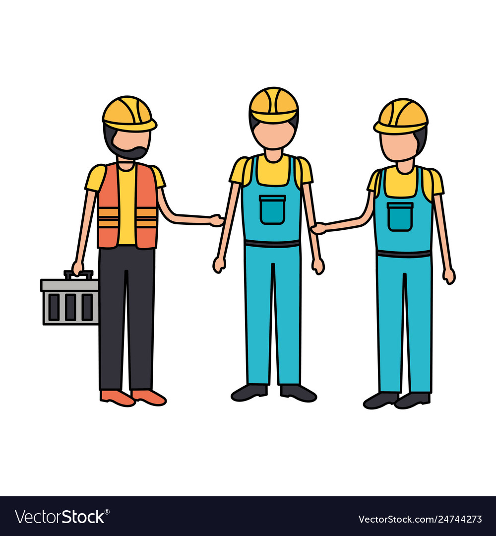 Construction workers with toolkit Royalty Free Vector Image