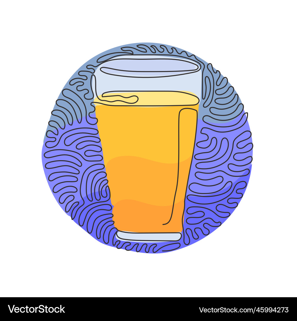 Continuous one line drawing soft drink in glass Vector Image