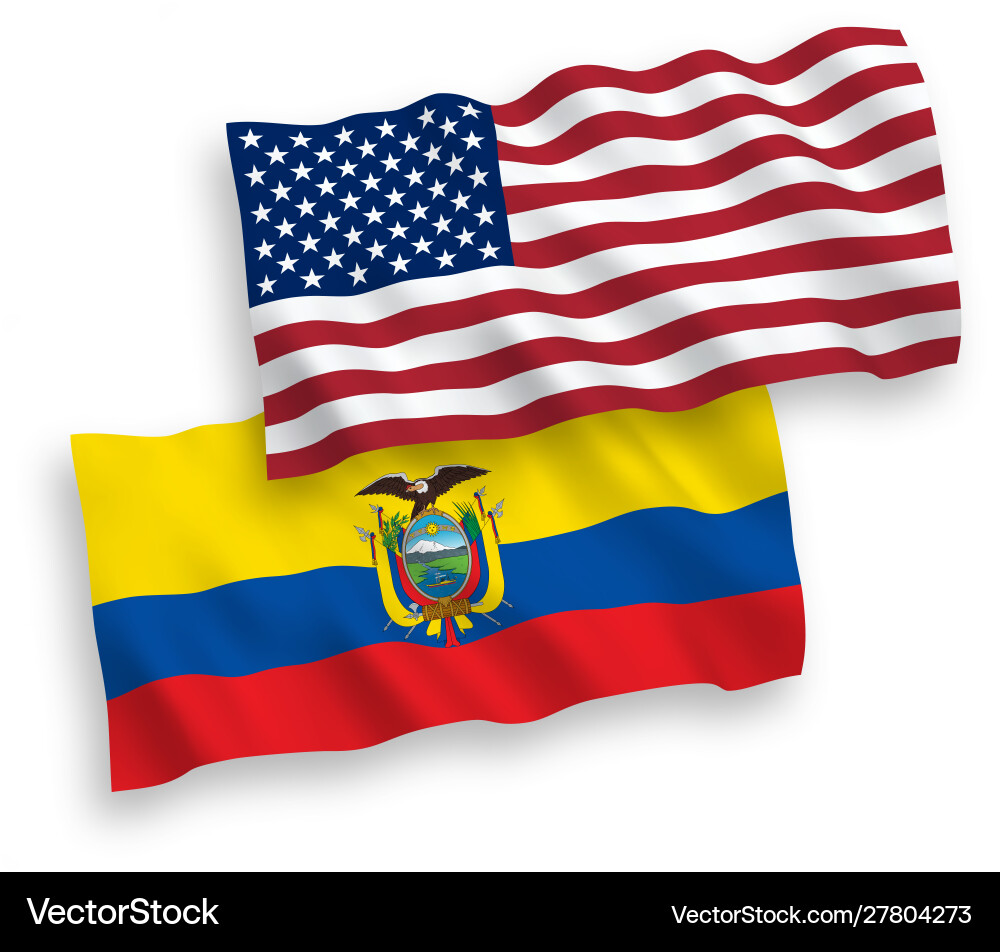 Flags ecuador and america on a white background Vector Image