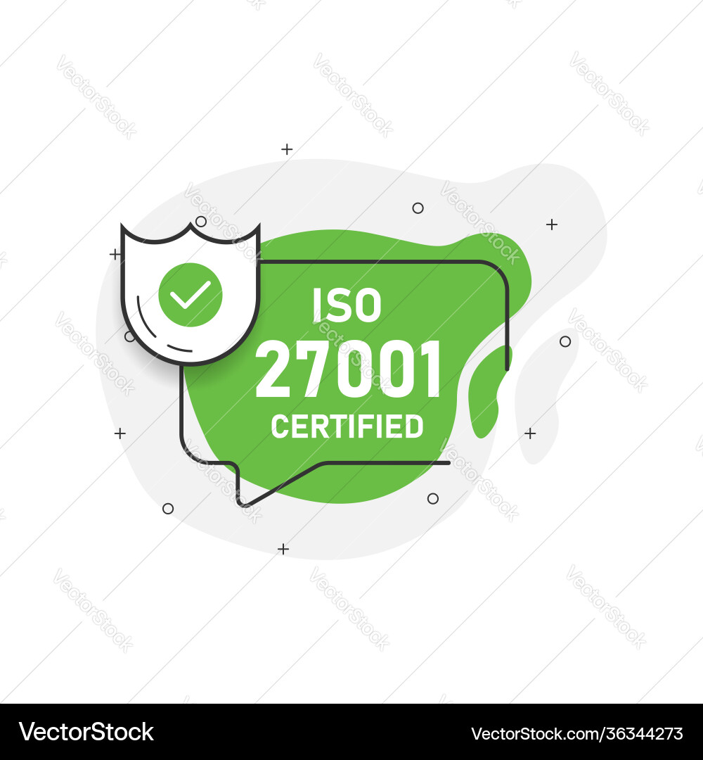 Green abstraction isolated sticker iso 27001 Vector Image