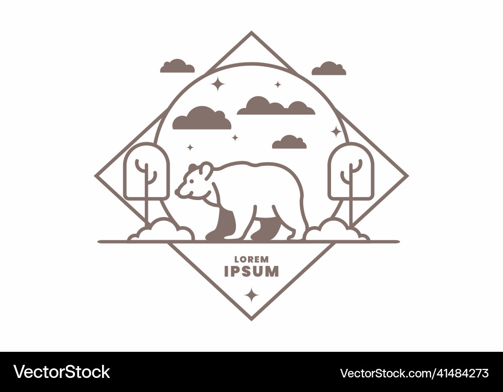 Line art of wild bear Royalty Free Vector Image