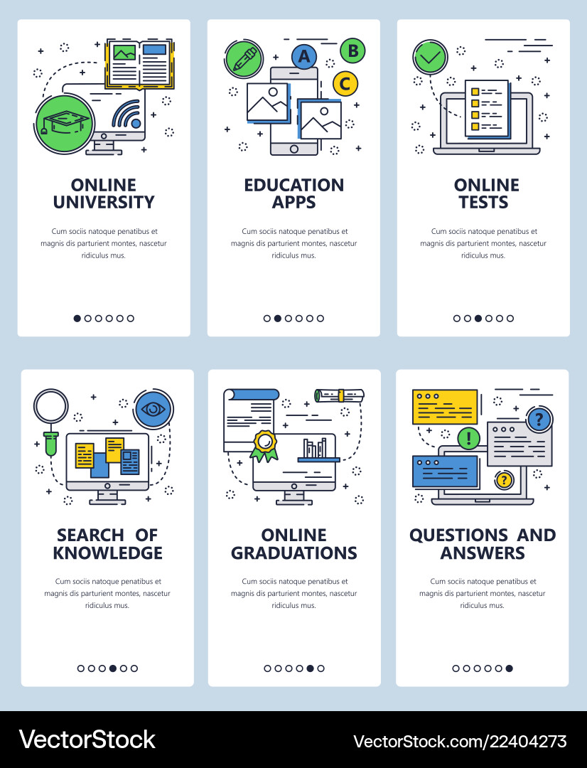 Line art web and mobile app template set Vector Image