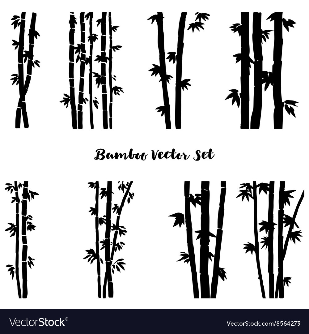 Monochrome bamboo set Royalty Free Vector Image