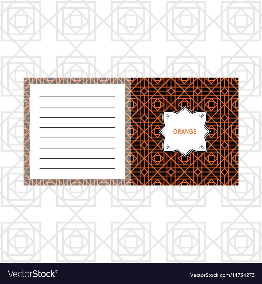 Notepad design with orange geometric pattern Vector Image