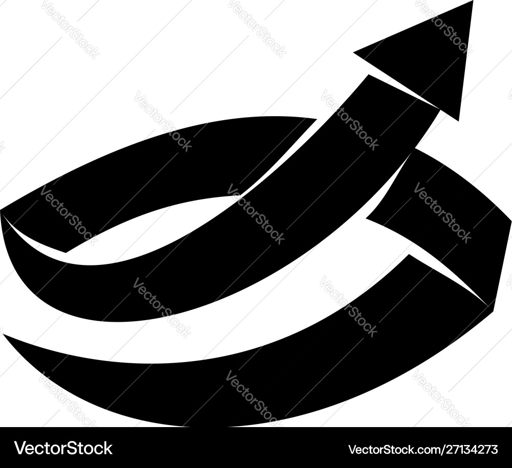 Spiral arrow up target direction black isolated Vector Image