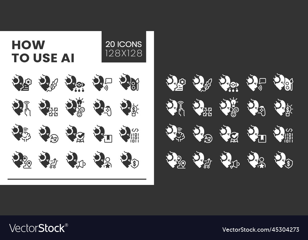 Using artificial intelligence big linear glyph Vector Image Using artificial intelligence big linear glyph Vector Image