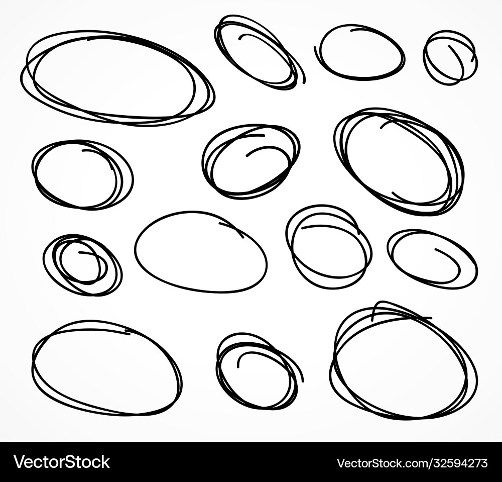 Variety circular scribble frames Royalty Free Vector Image