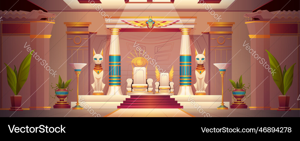 Ancient egyptian pharaoh throne in palace interior