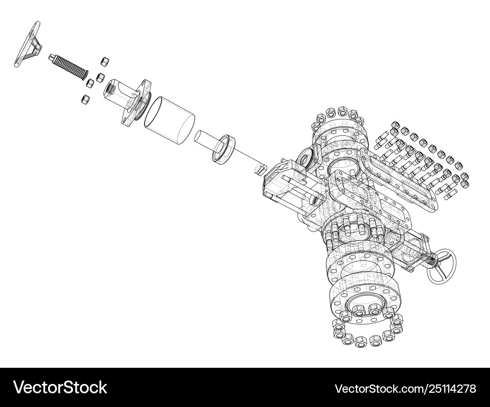 Blowout preventer rendering 3d Royalty Free Vector Image