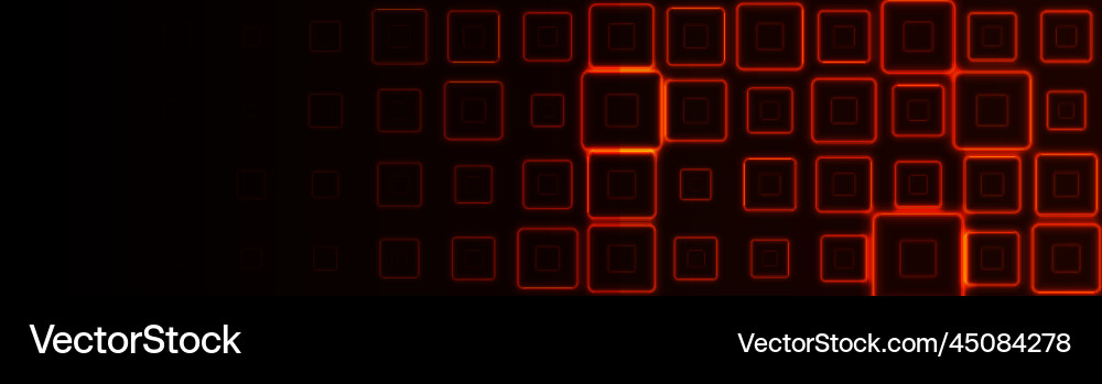 Bright glow red neon geometric squares abstract Vector Image