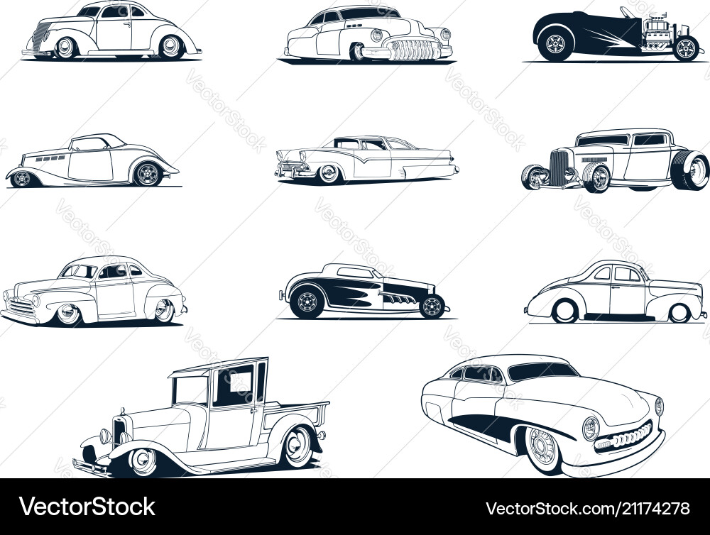 Classic cars collection Royalty Free Vector Image