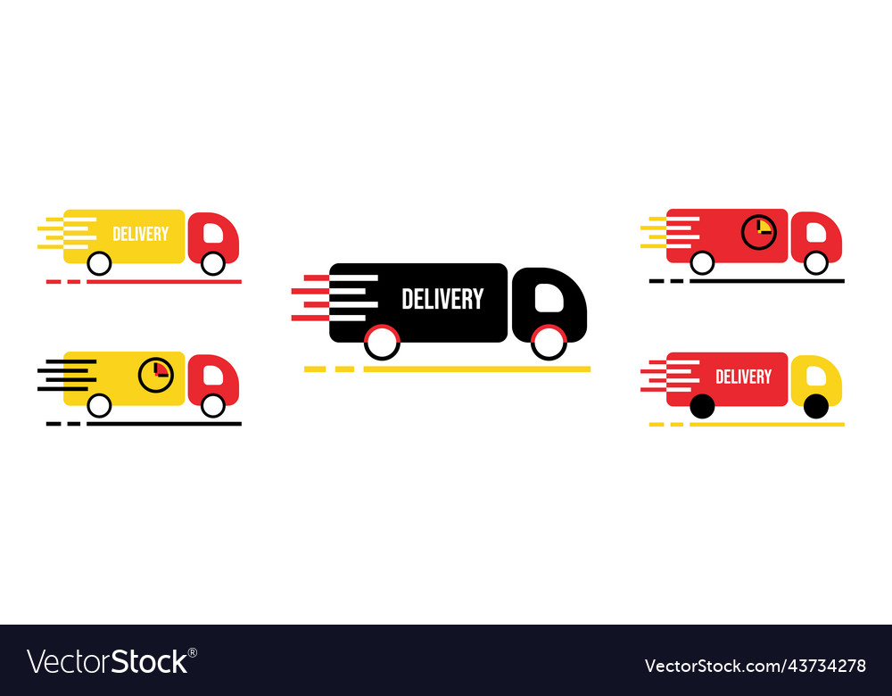 Delivery trucks icons set Royalty Free Vector Image