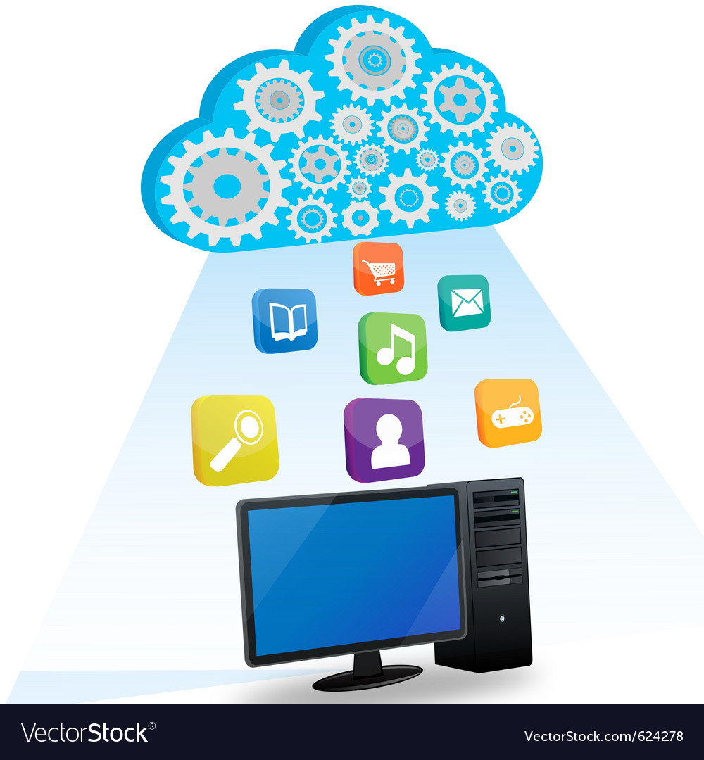 Desktop cloud computing Royalty Free Vector Image