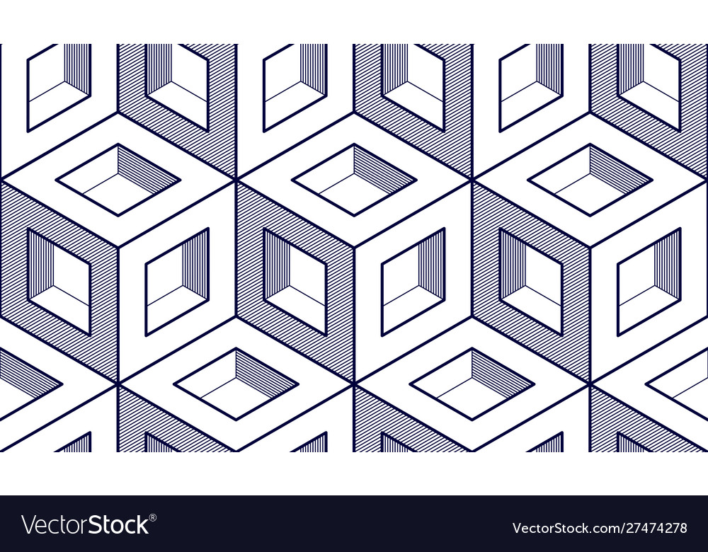 Geometric cubes abstract seamless pattern 3d Vector Image