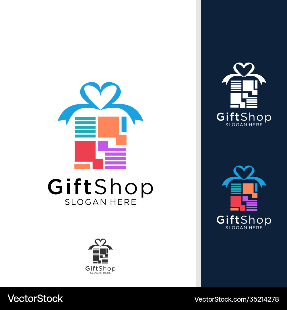 Gift shop logo design concept template co Vector Image