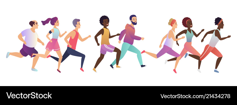 Jogging running people sport running group Vector Image