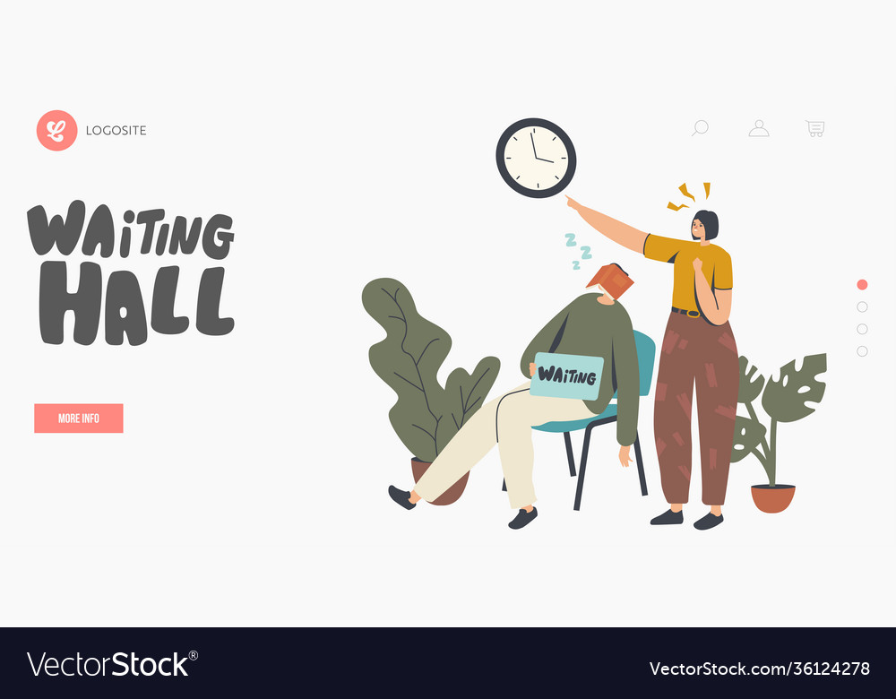 Long wait in waiting hall landing page template Vector Image Long wait in waiting hall landing page template Vector Image