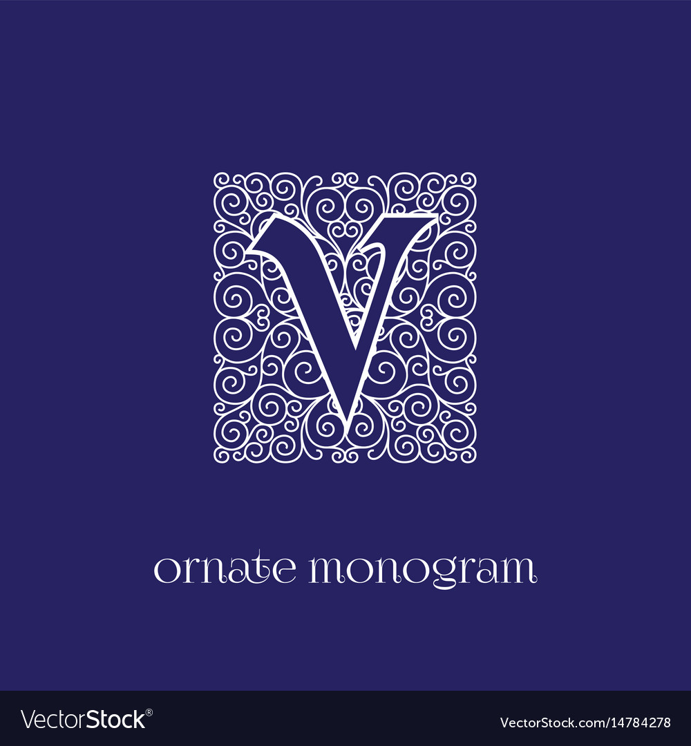 Monogram v Royalty Free Vector Image - VectorStock
