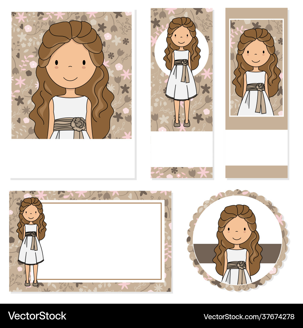 My first communion girl cards different format Vector Image