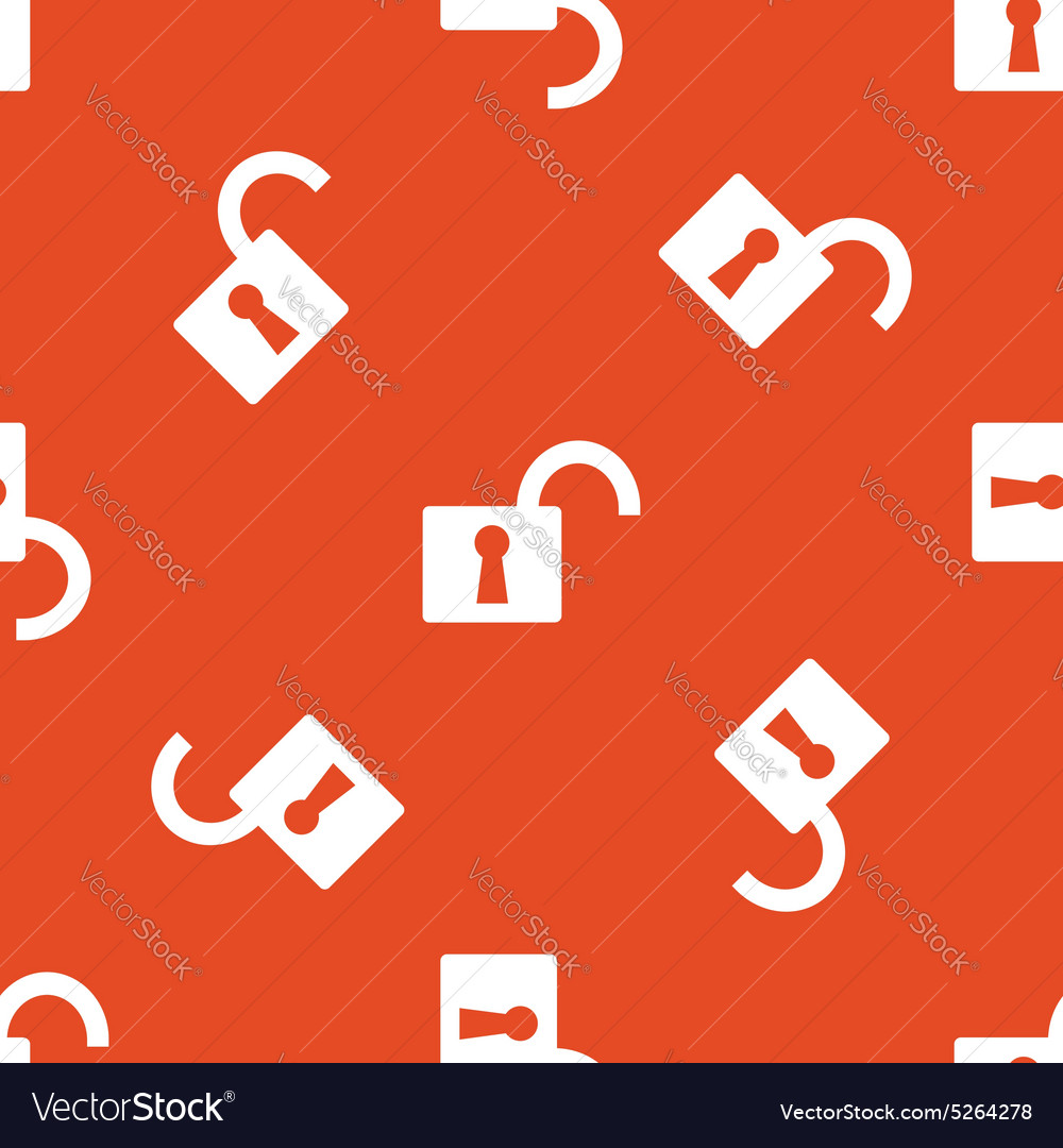 Orange open padlock pattern Royalty Free Vector Image