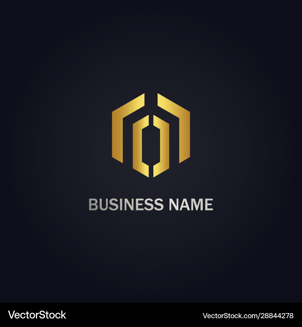 Polygon line geometry company gold logo Royalty Free Vector