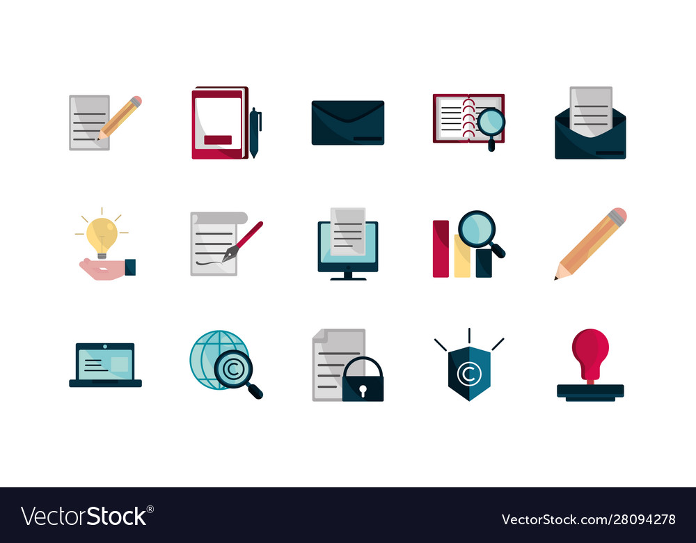 Property intellectual copyright icons set Vector Image Property intellectual copyright icons set Vector Image