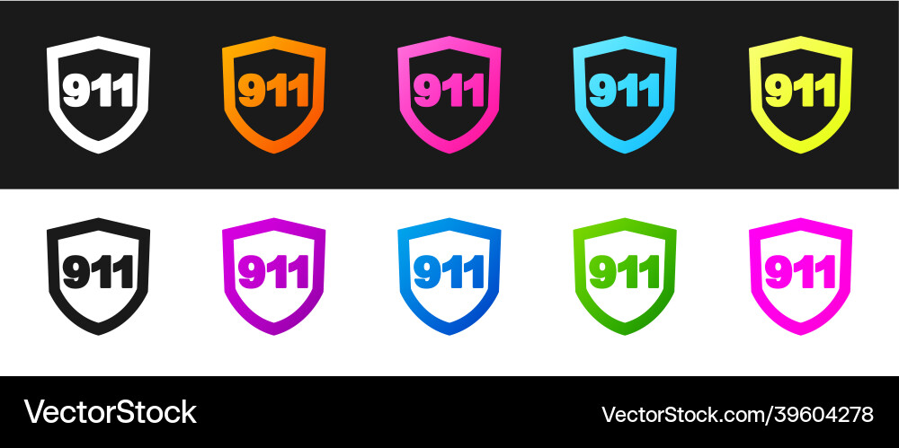 Set telephone with emergency call 911 icon Vector Image