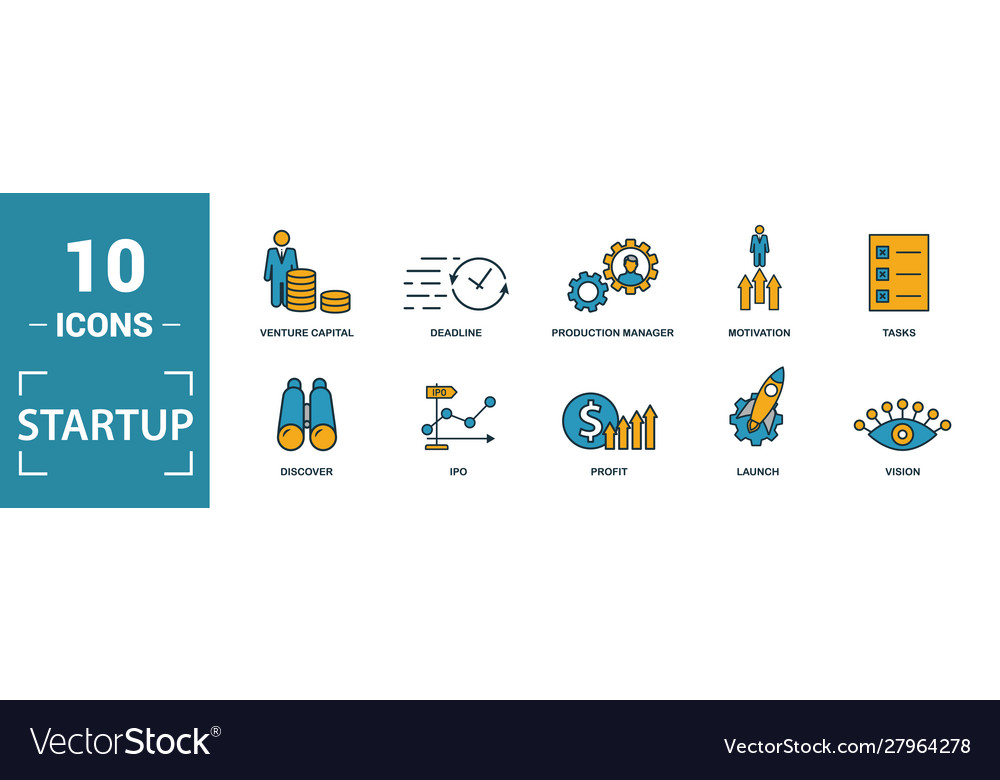 Startup icon set include creative elements goal Vector Image