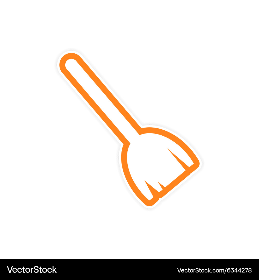 Sticker colored brooms on a white background Vector Image