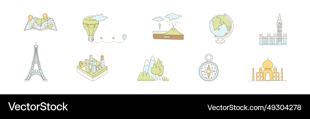 Tourism and travel on vacation object element Vector Image