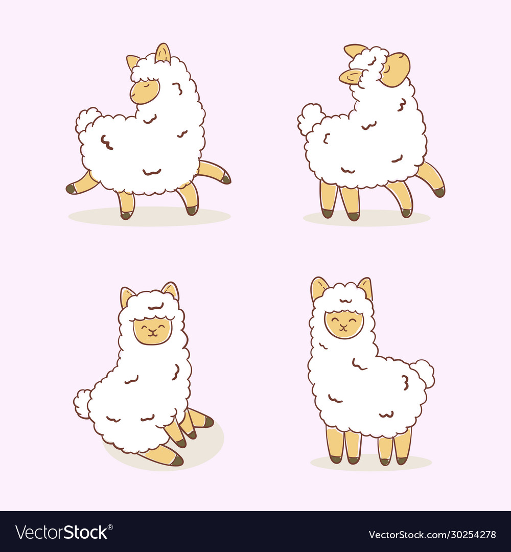 Variety cute alpacas Royalty Free Vector Image