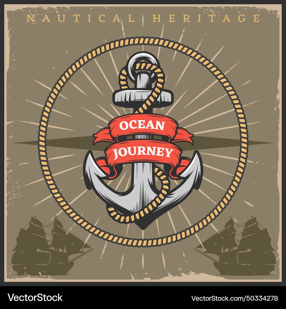 Vintage sailor naval poster Royalty Free Vector Image