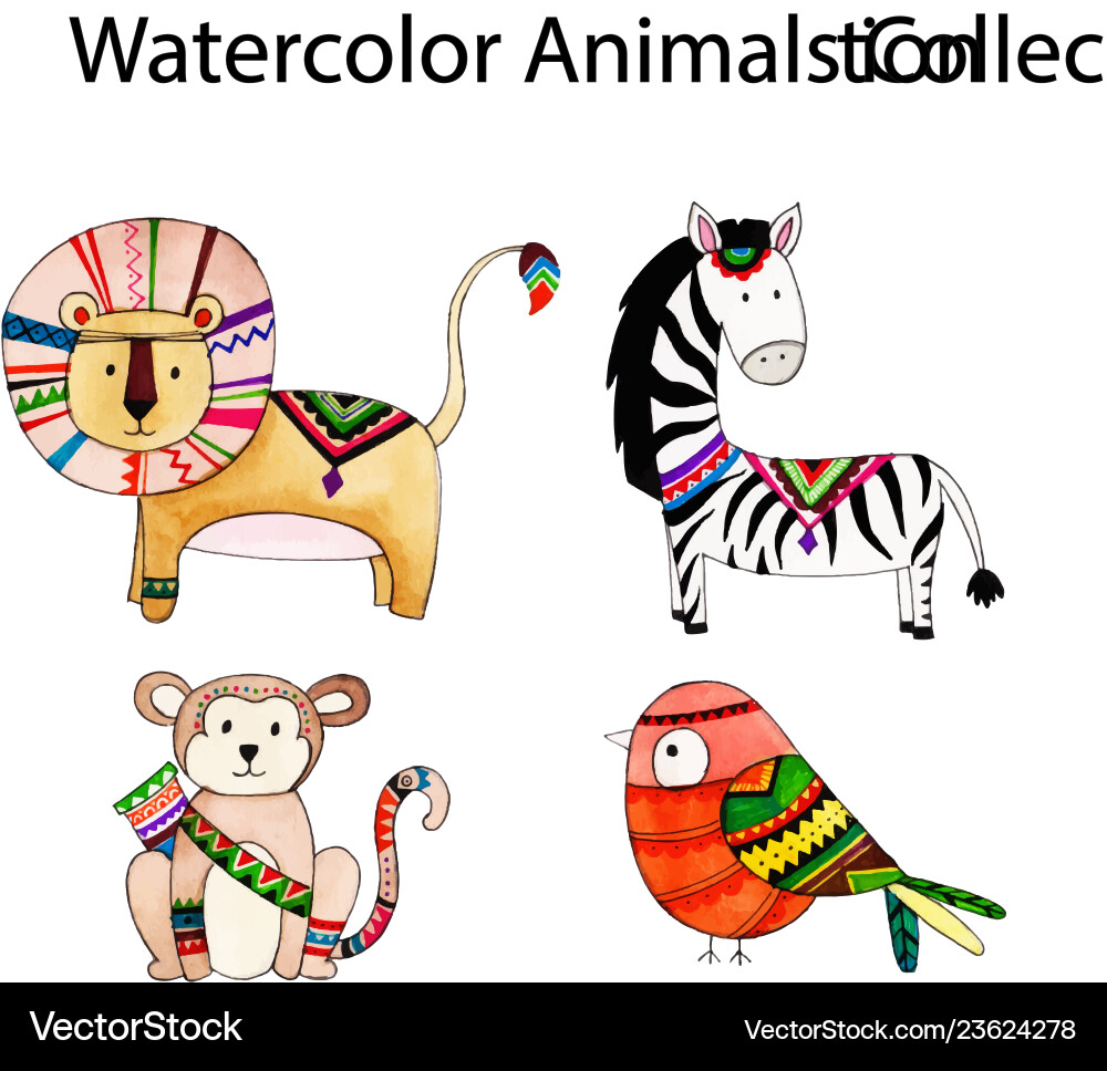 Watercolor cartoon collection Royalty Free Vector Image
