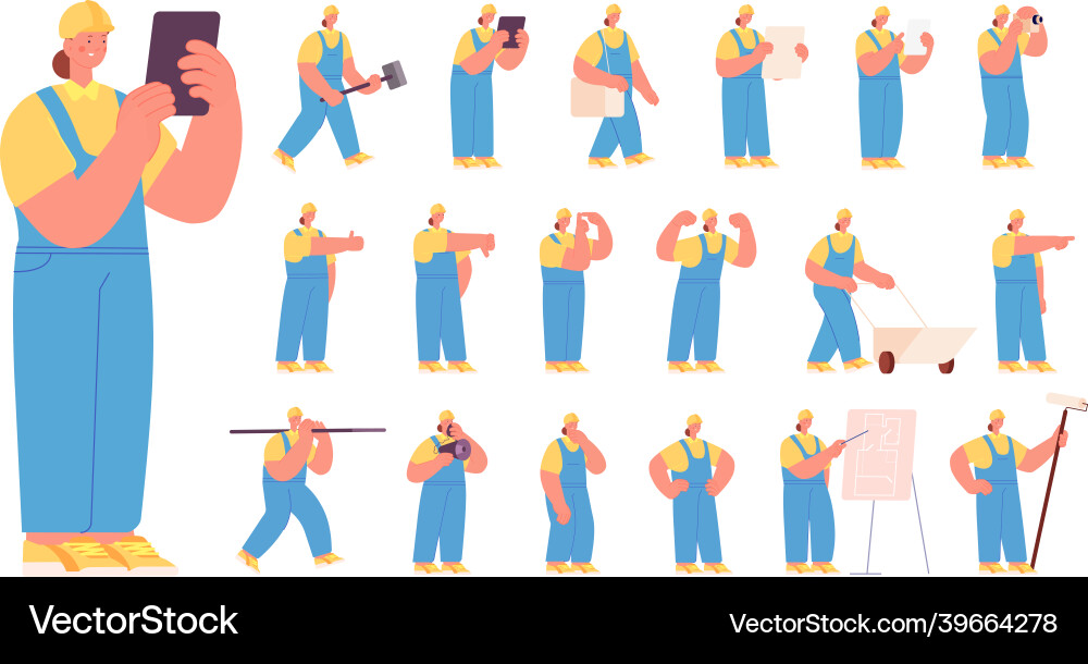 Woman builder character female engineer Royalty Free Vector