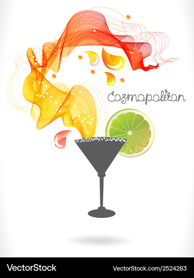 Abstract color cocktail with wave and drops Vector Image