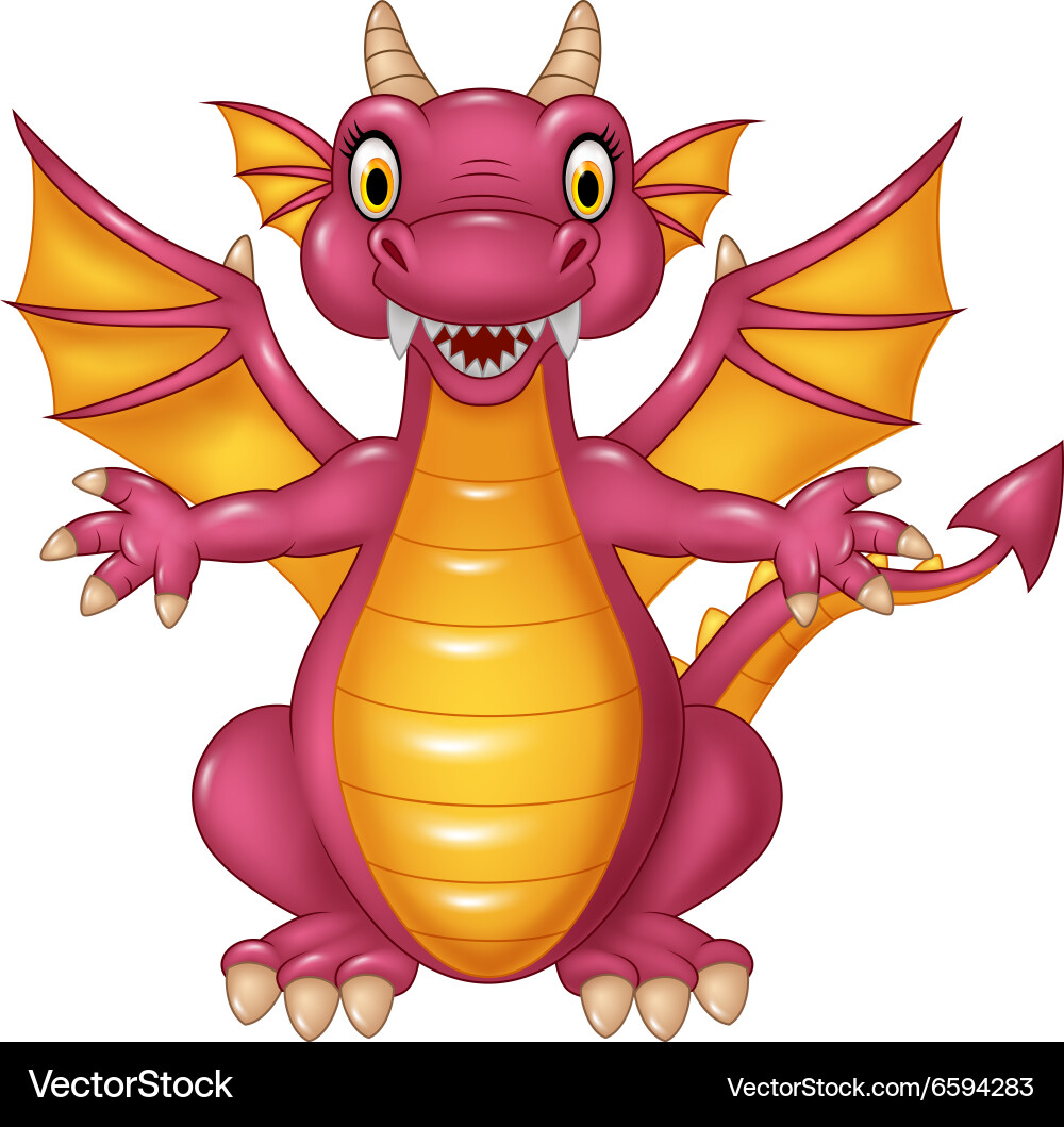 Cartoon funny dragon isolated on white background Vector Image